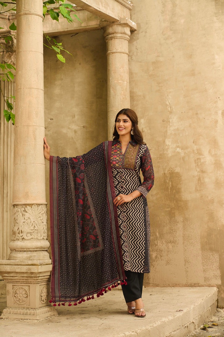 Aarzoo Chanderi Suit Set – Ekana Label