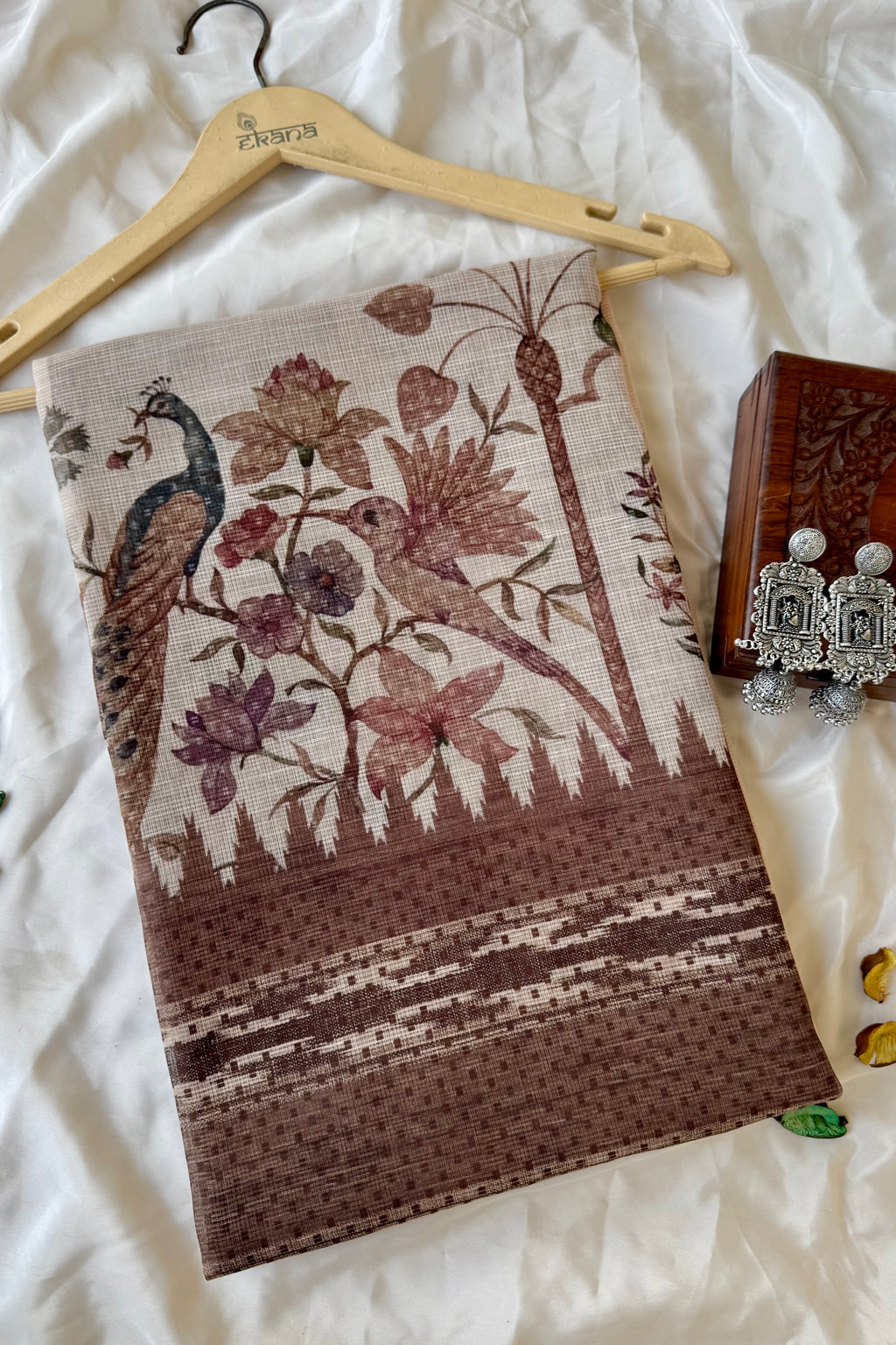 Brown Bageecha Saree – Ekana Label